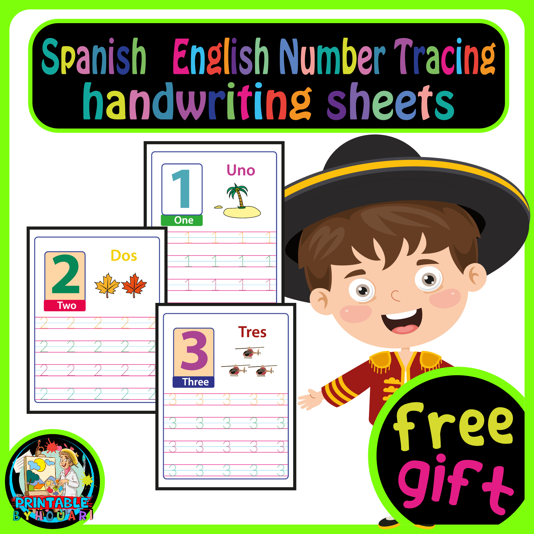 free Spanish - English Number Tracing pages - free and great gift for ...