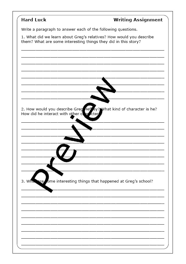 Jeff Kinney "Hard Luck" worksheets | Made By Teachers