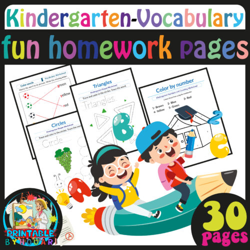 Kindergarten-Vocabulary pages - fun homework pages for kids- fun spring ...