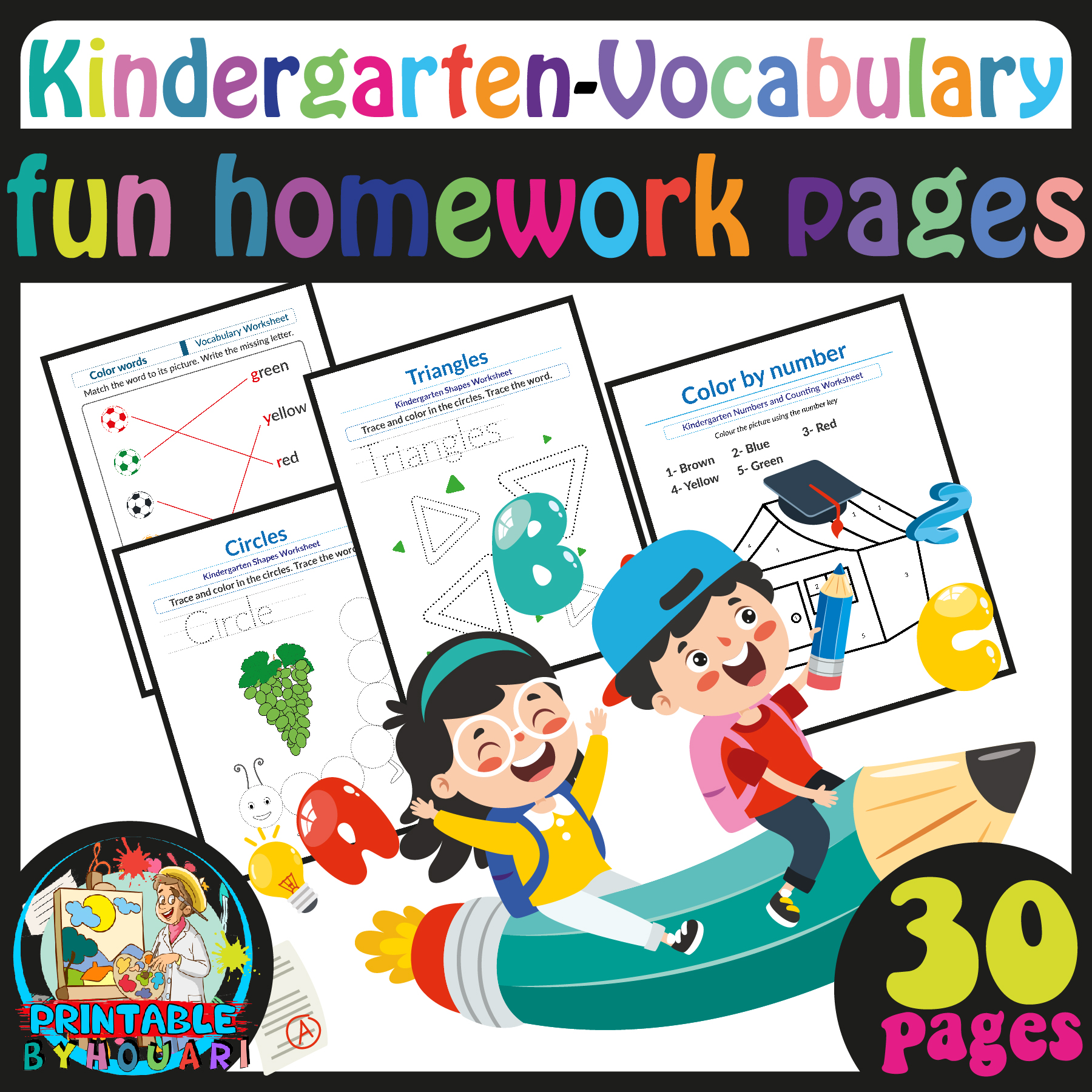 Kindergarten-Vocabulary pages - fun homework pages for kids- fun spring ...