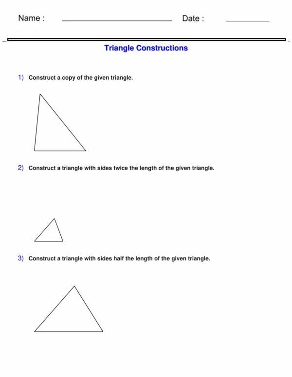 Construct a triangle - Triangles Constructions Worksheets | Made By ...