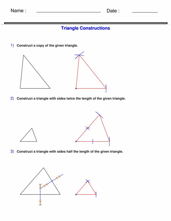 Construct a triangle - Triangles Constructions Worksheets | Made By ...