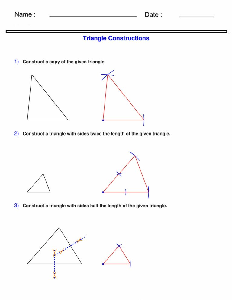 Construct a triangle - Triangles Constructions Worksheets | Made By ...