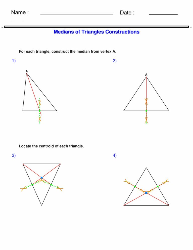 Construct the median - Medians of Triangles Construction Worksheets | Made By Teachers