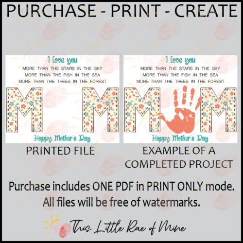 Mom - I love you more than - Handprint Art - Mother's Day - printable ...