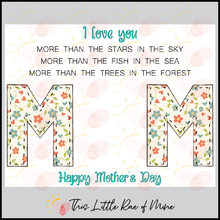 Mom - I love you more than - Handprint Art - Mother's Day - printable ...