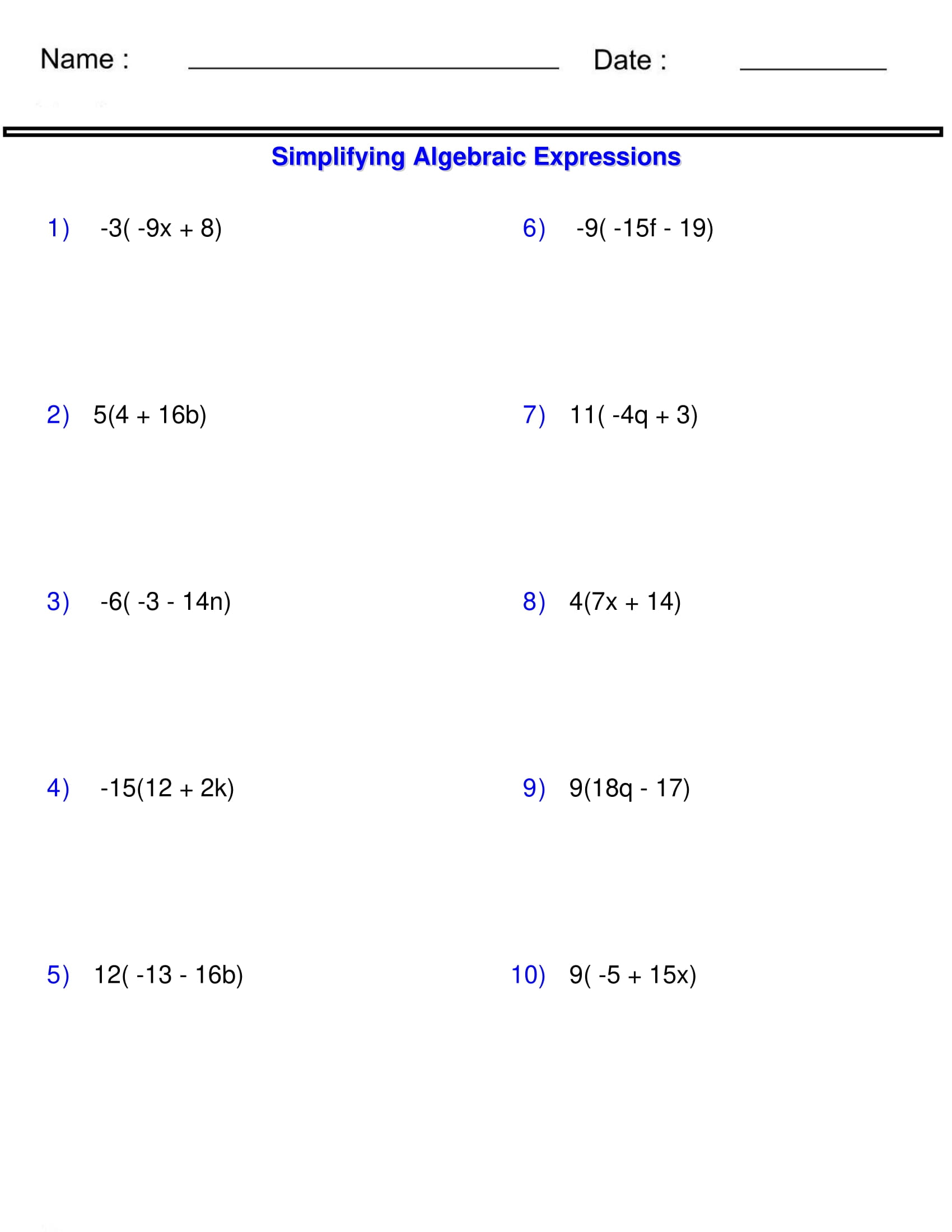 Distributive Property Of Multiplication Activities Practice