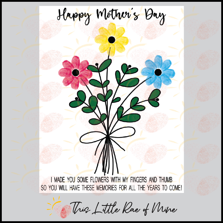 Happy Mother's Day - fingers and thumb Flower Art - printable ...