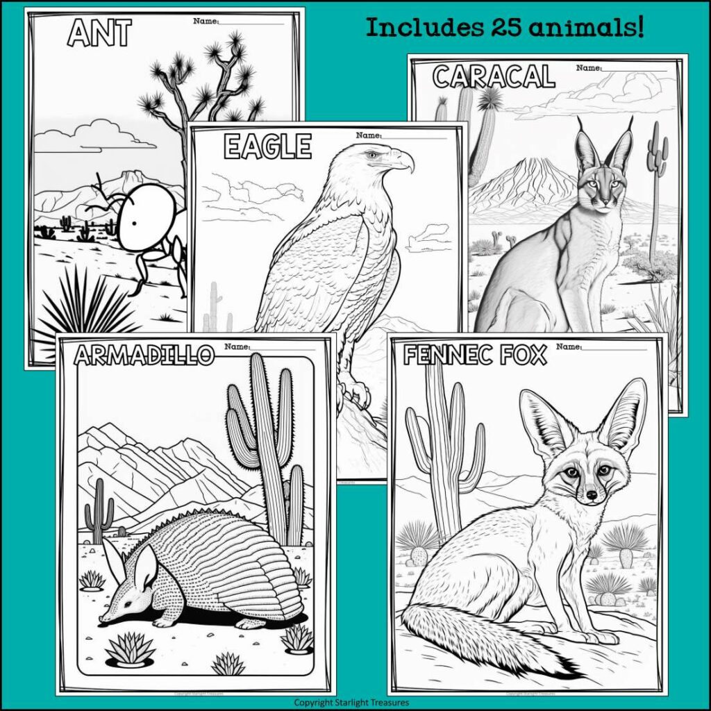 Desert Animals Research Posters, Coloring Pages - Animal Research ...