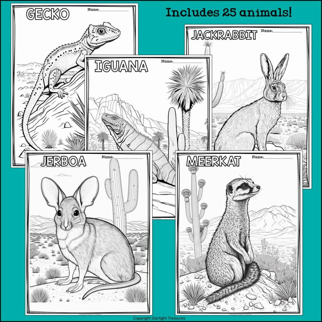 Desert Animals Research Posters, Coloring Pages - Animal Research ...