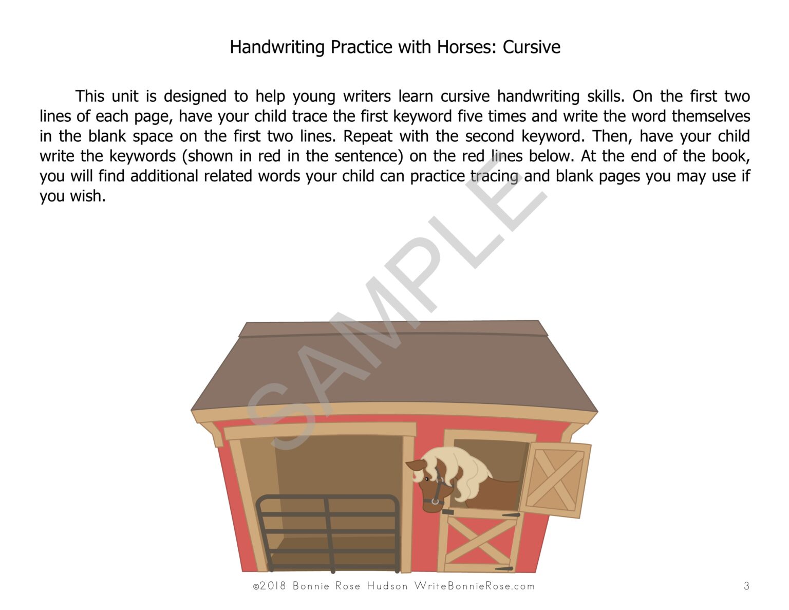 Handwriting Practice with Horses-Cursive | Made By Teachers