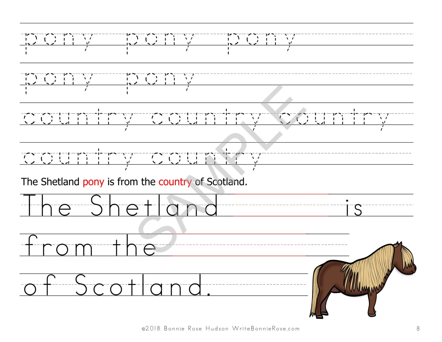 Handwriting Practice with Horses-Print | Made By Teachers