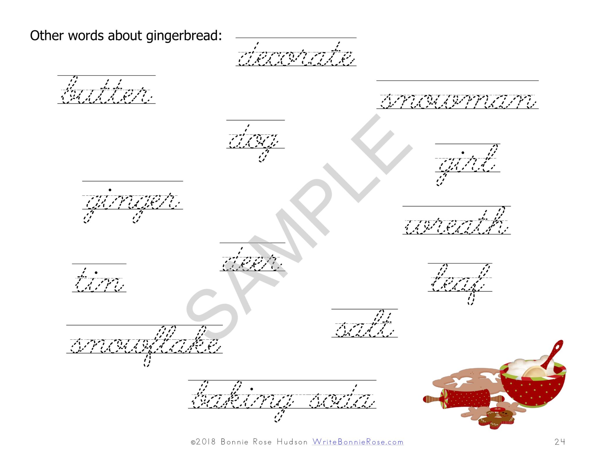 Handwriting Practice with Gingerbread- Cursive | Made By Teachers