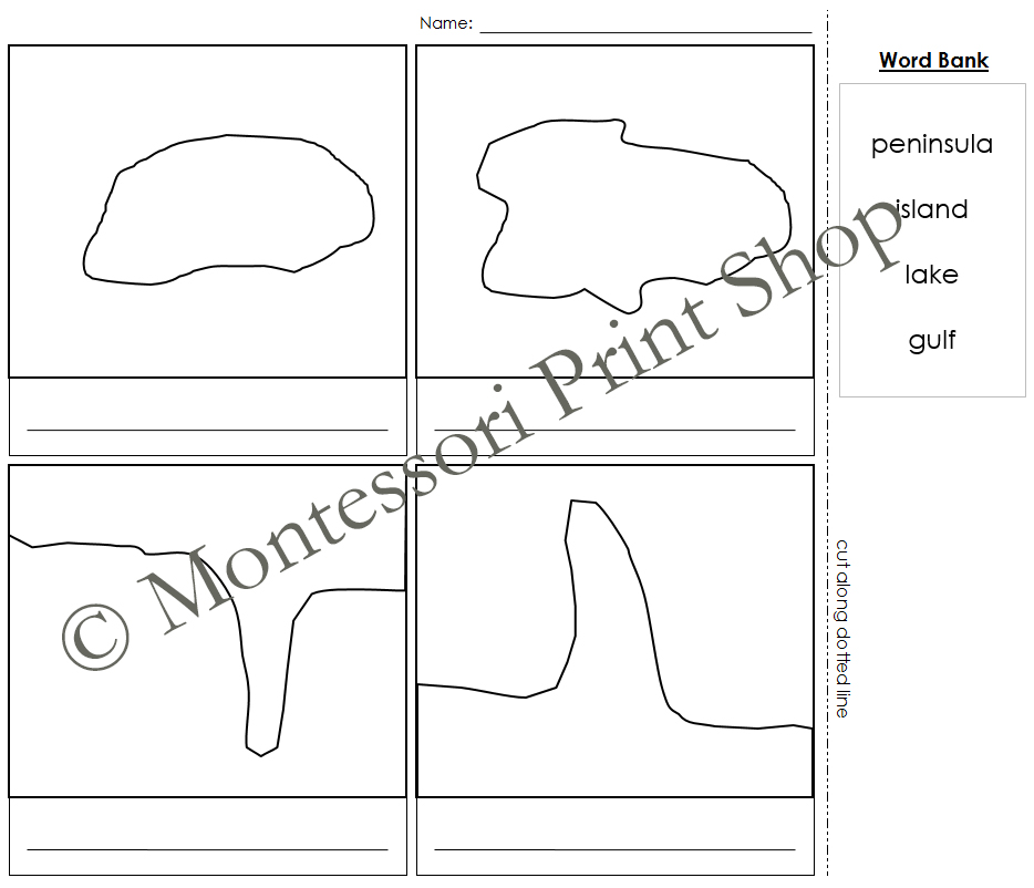 Simple Land and Water Forms Blackline Masters - Montessori | Made By ...