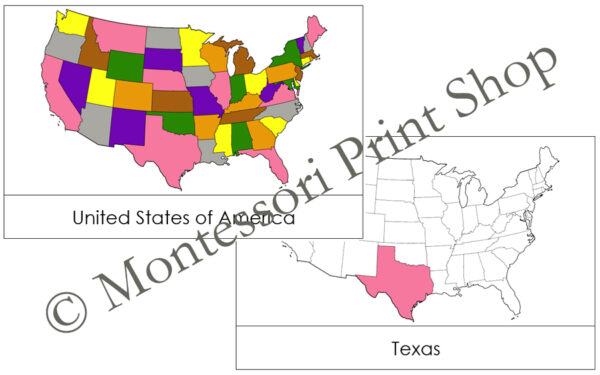 United States of America Flashcards (Montessori color-code) | Made By ...