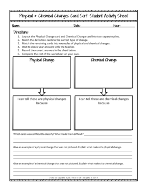 Physical and Chemical Changes Card Sorting Activity | Made By Teachers