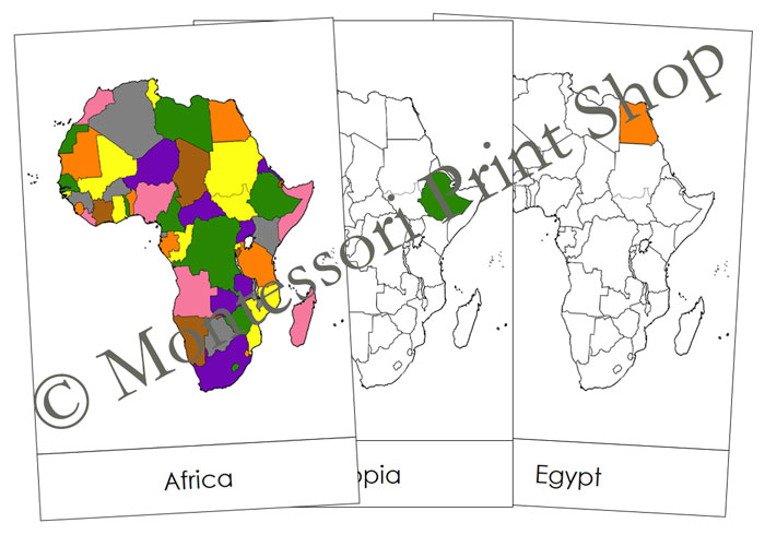 Countries of Africa Flashcards (Montessori color-code) | Made By Teachers