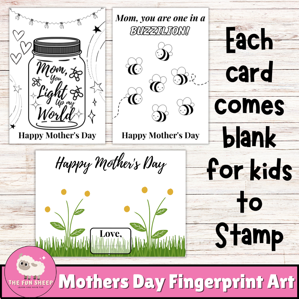 Mother's Day Fingerprint Art | Mother's Day Gift for Mothers, SET OF 3 ...