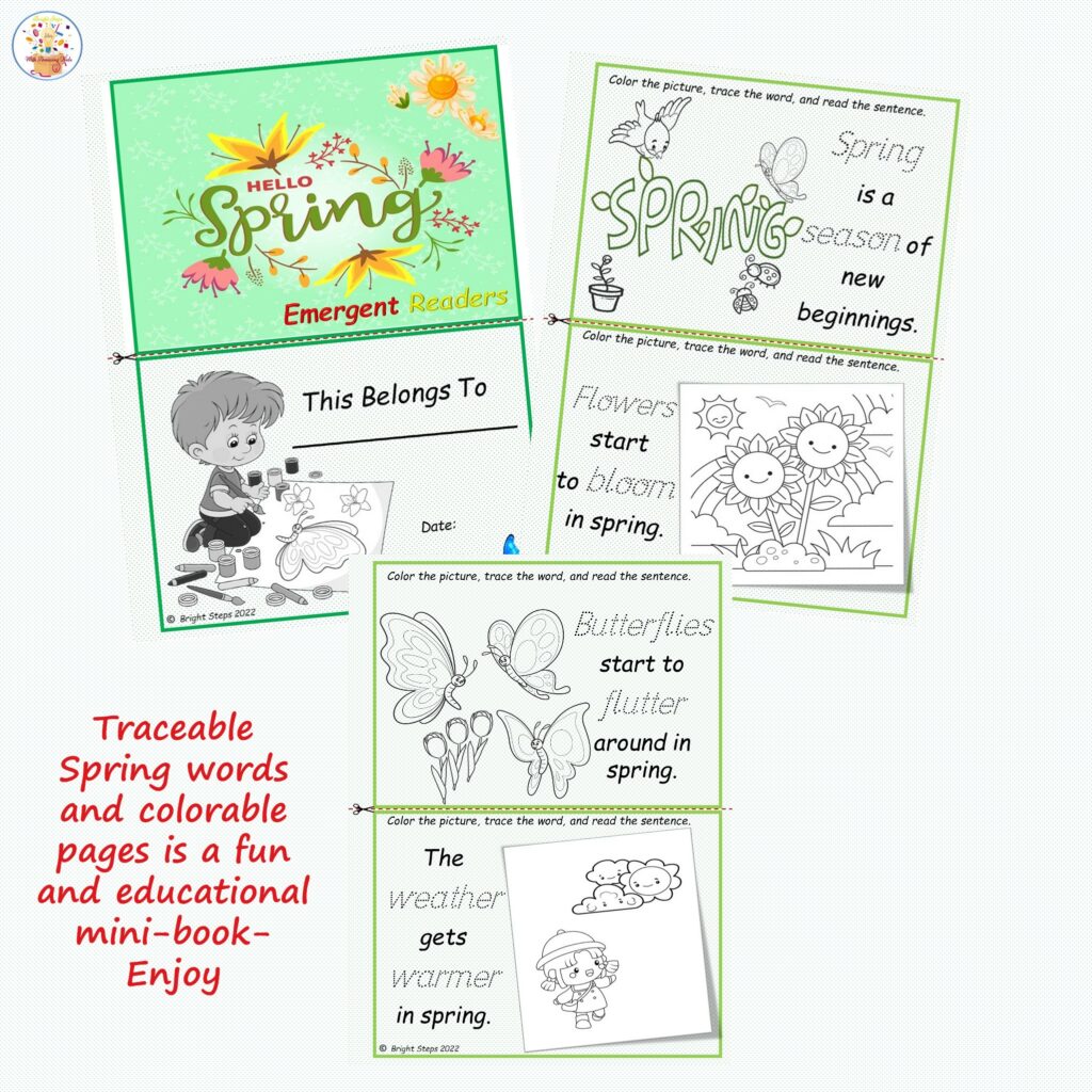 '' Hello Spring'' Mini-book Emergent Readers For Lovely Kids | Made By ...