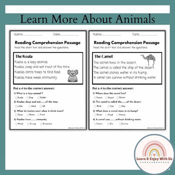 Reading Comprehension Passages And Questions 1st Grade About Animals ...