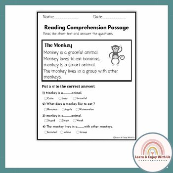 Reading Comprehension Passages And Questions 1st Grade About Animals ...