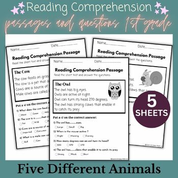 1st Grade Reading Comprehension Passages And Questions About Animals ...