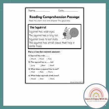 1st Grade Reading Comprehension Passages And Questions About Animals ...