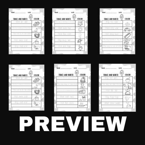 CVC Words Sentence Tracing and Writing Worksheets | Made By Teachers