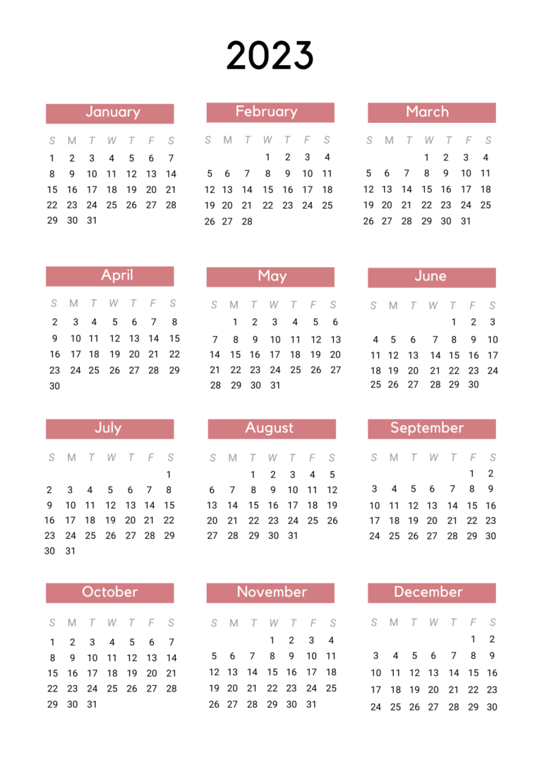 White And Pink Simple Floral Monthly Calendar 2023 Planner | Made By ...