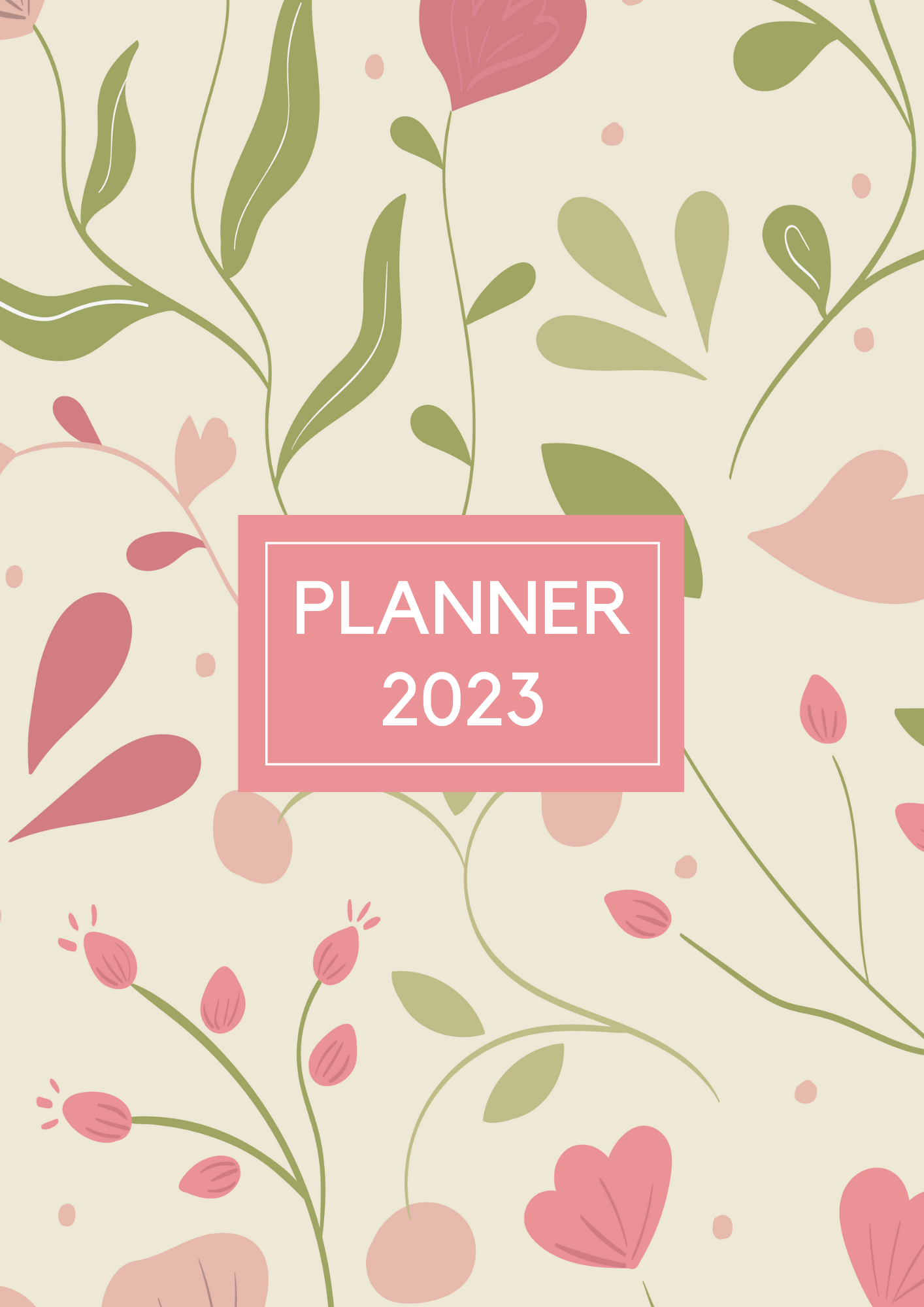 White And Pink Simple Floral Monthly Calendar 2023 Planner | Made By ...