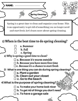 Spring Reading Comprehension Passages , Spring Reading Comprehension ...