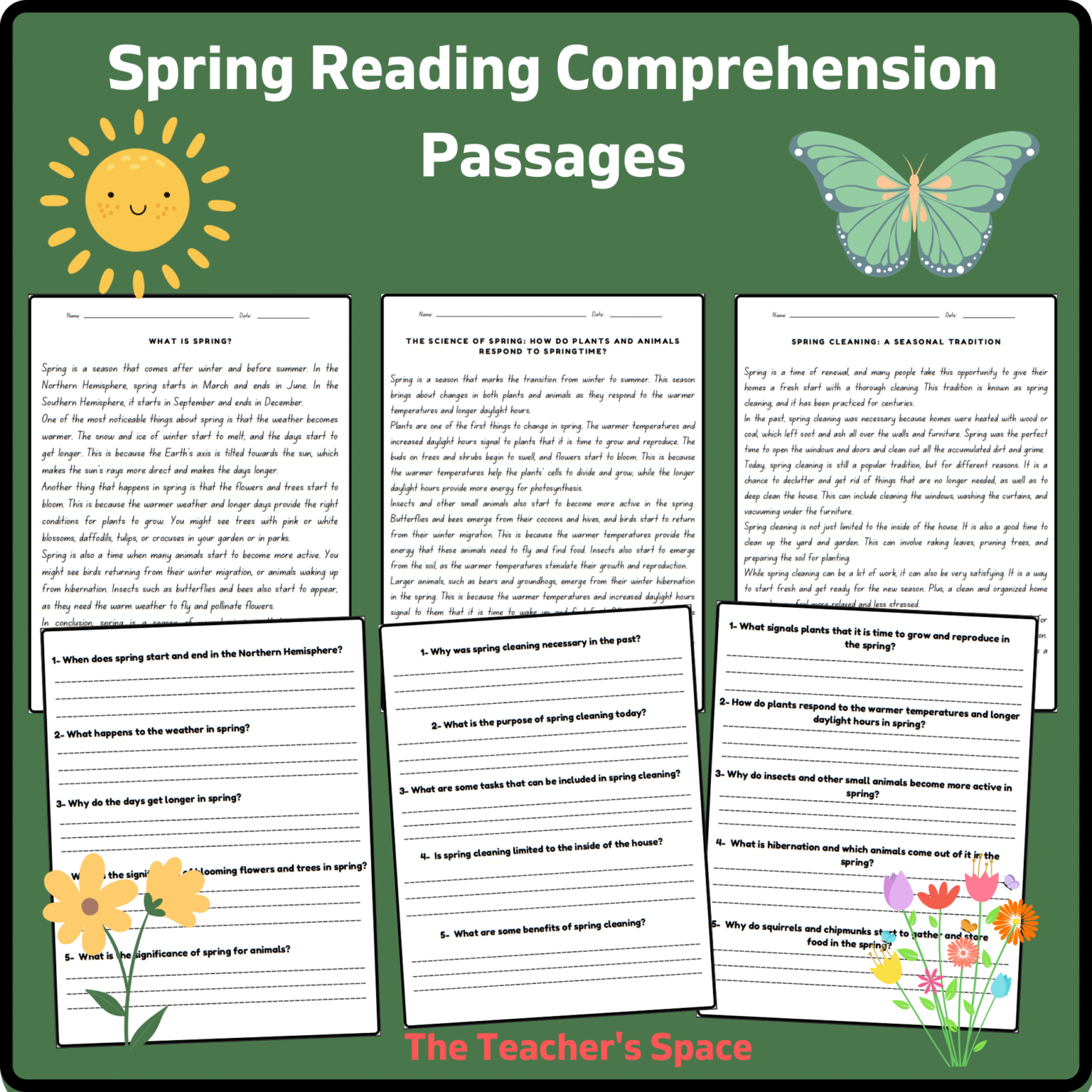 spring reading comprehension passages | Made By Teachers