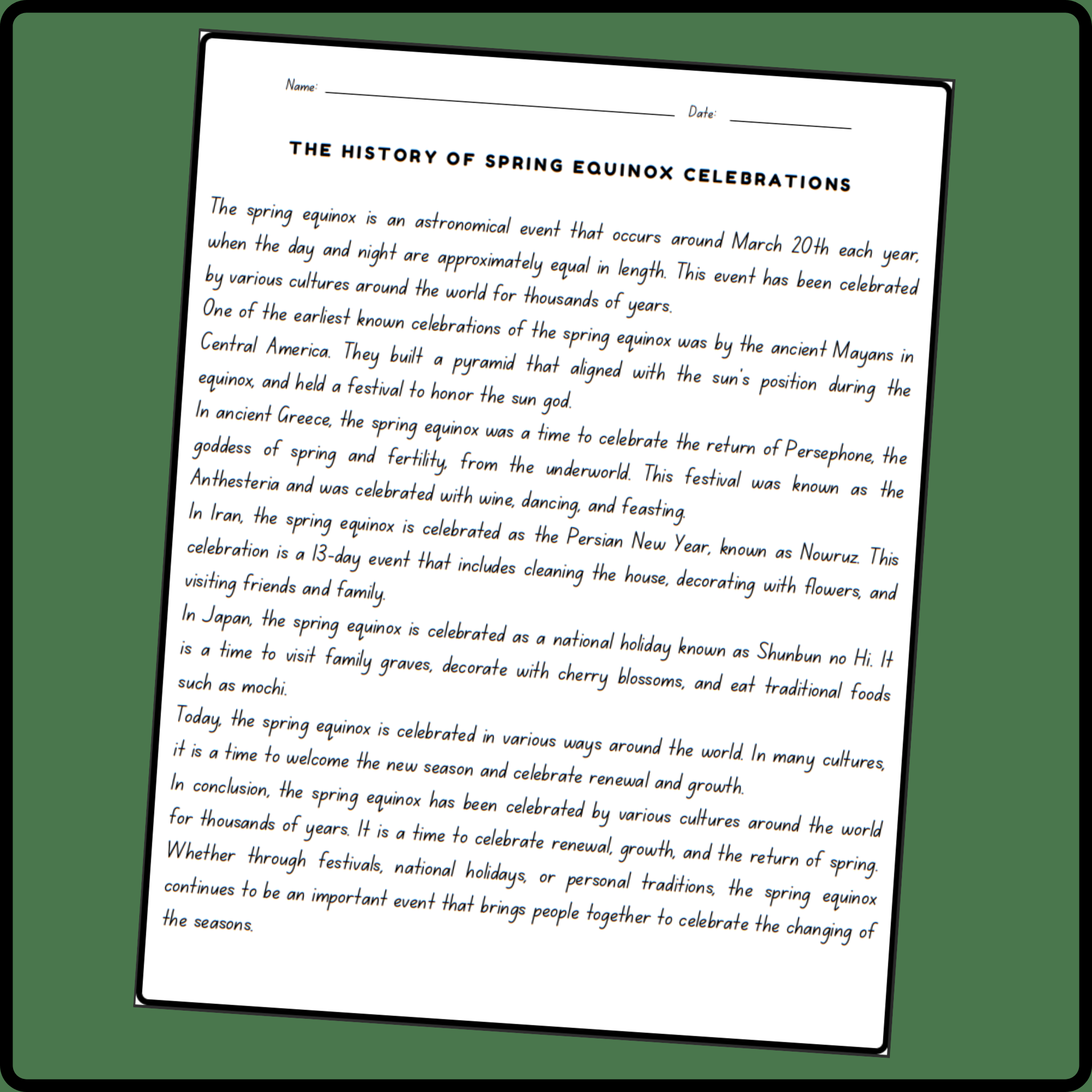 spring reading comprehension passages | Made By Teachers