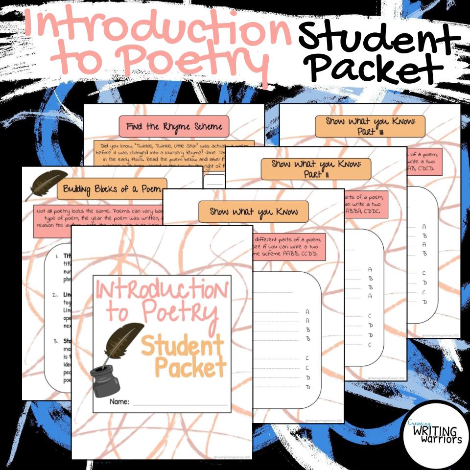 Introduction to Poetry Student Packet for 3rd - 5th Grade | Made By ...