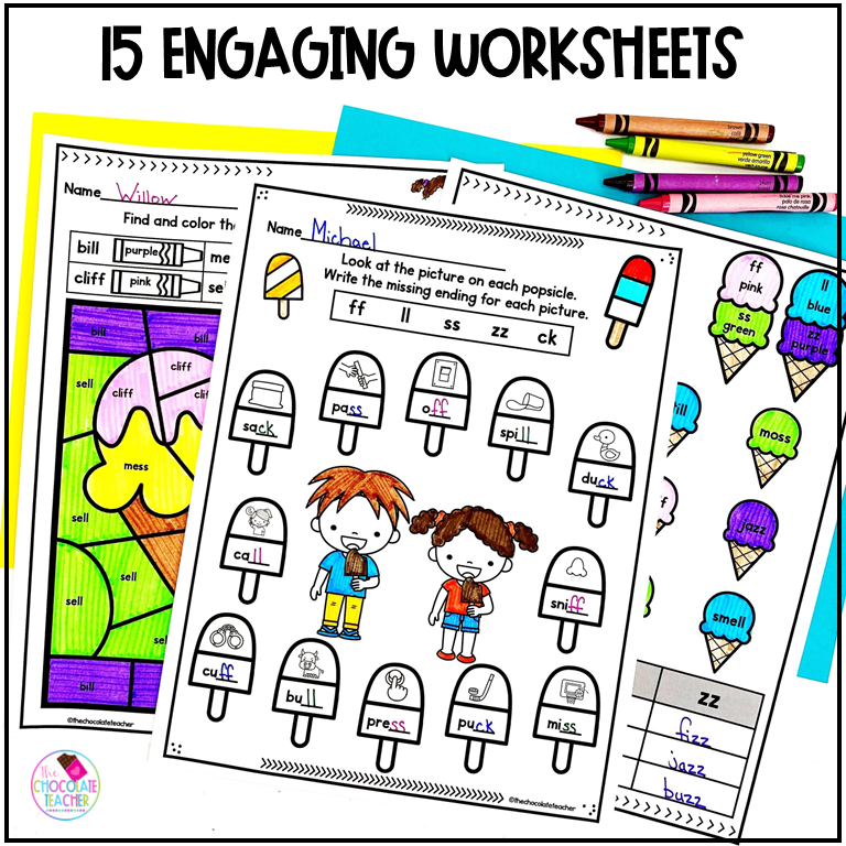 Double Consonants Worksheets - Phonics Activities - FF LL SS ZZ CK ...