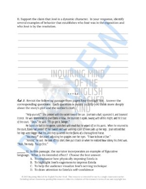 "The Challenge" by Gary Soto Close Reading Worksheet | Made By Teachers