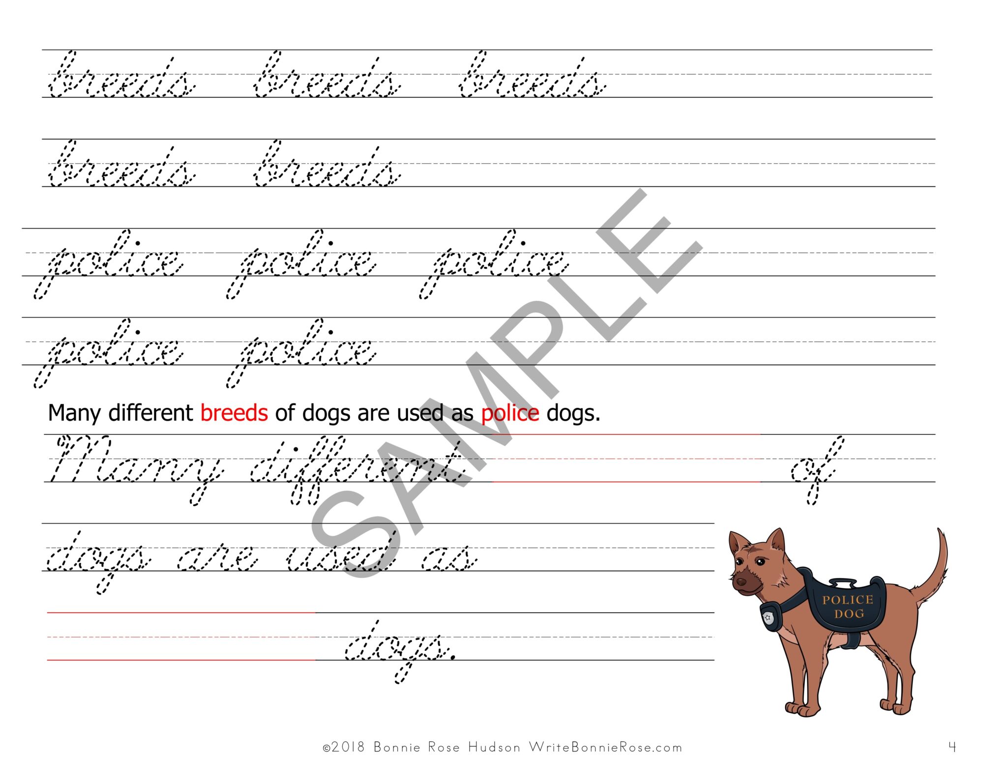 Handwriting Practice with Dogs-Cursive | Made By Teachers
