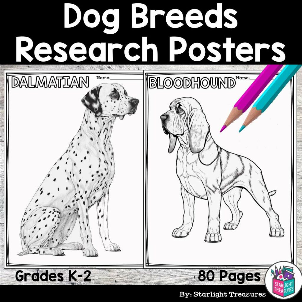 Dog Breeds Research Posters, Coloring Pages - Animal Research Project ...