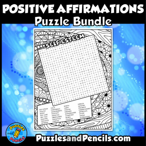 Positive Affirmations Word Search Puzzle BUNDLE | 8 Wordsearch Puzzles ...