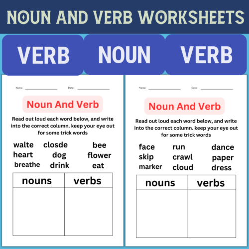 noun and verb worksheets for kindergarten | Made By Teachers
