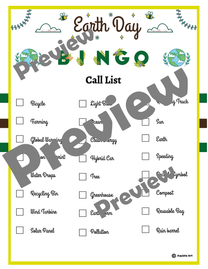 Earth Day Bingo Game with Unique Cards for Kids to Celebrate and Learn ...