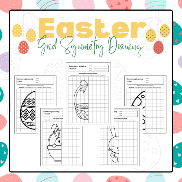 Easter Grid Symmetry Drawing and coloring Sheets | Made By Teachers