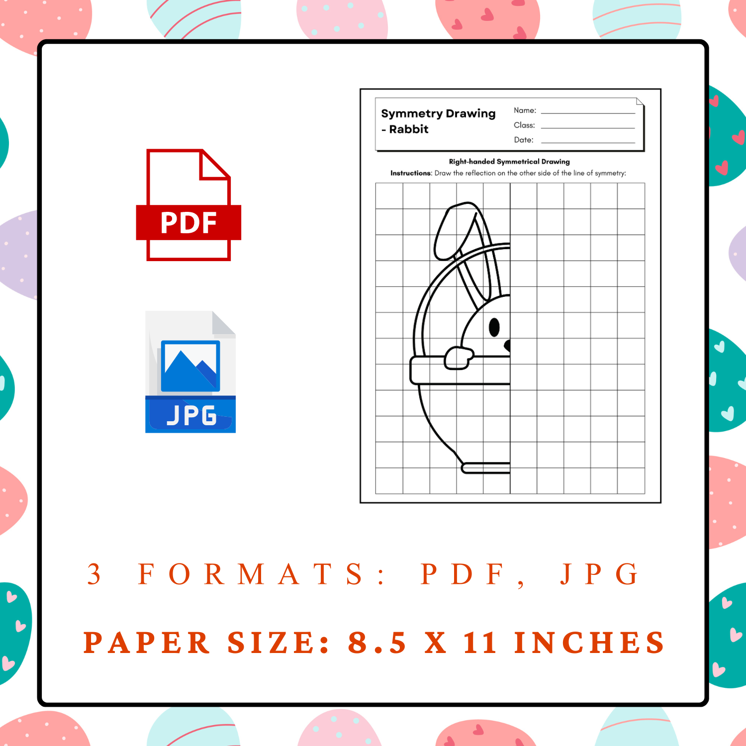 Easter Grid Symmetry Drawing and coloring Sheets | Made By Teachers