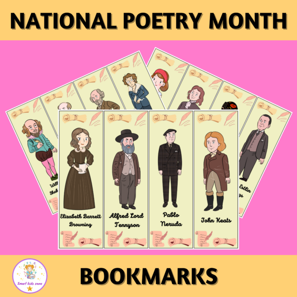 Famous Poets Bookmarks | National Poetry Month | Famous Poets bulletin ...