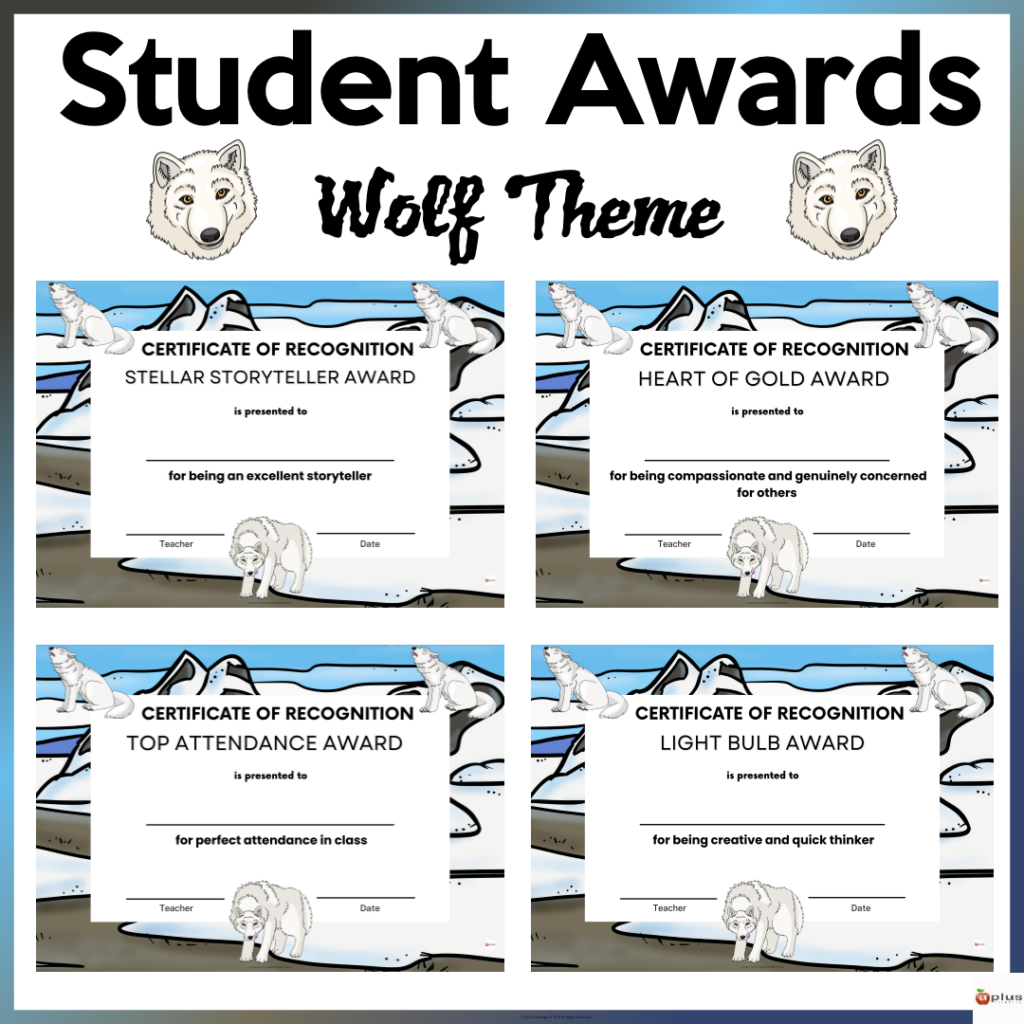 Editable Student Award Certificates Wolf Theme | Made By Teachers