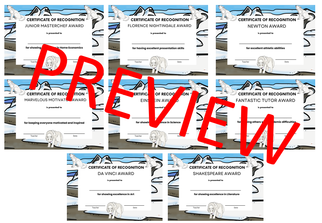 Editable Student Award Certificates Wolf Theme | Made By Teachers