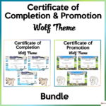 Editable Certificate of Completion and Promotion Wolf Theme Bundle ...