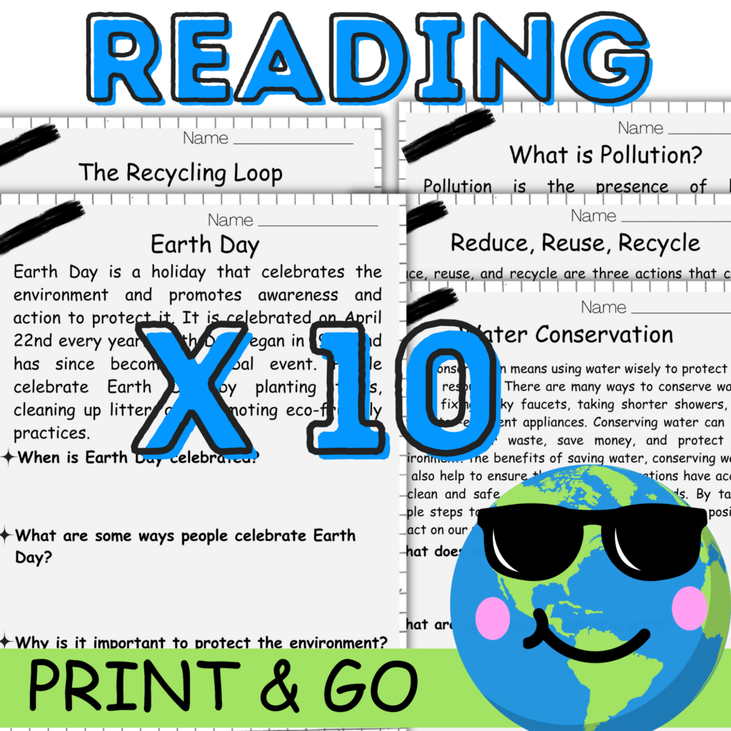 Earth Day Activity Pack Reading Writing Math April Reduce Reuse Recycle ...