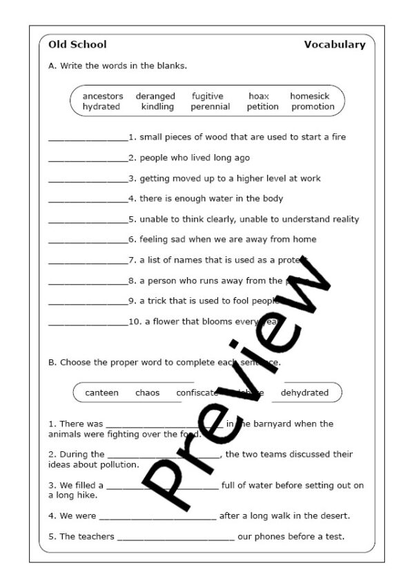 Jeff Kinney "Old School" worksheets | Made By Teachers