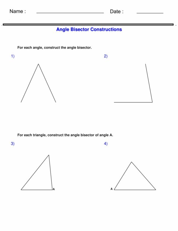 construct the angle bisector - Constructions Worksheets | Made By Teachers
